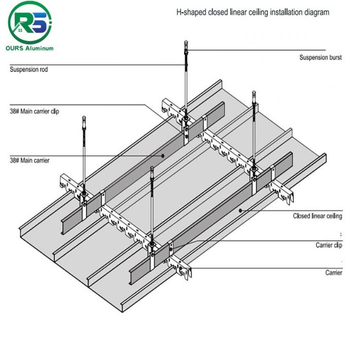 Panel Plafon Aluminium Arsitektur Logam Kait Dekoratif Pada ISO9001